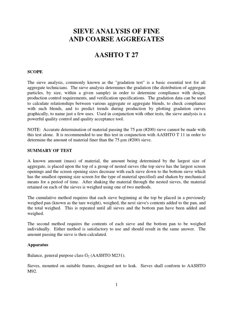 Aashto T 27 | PDF | Nature