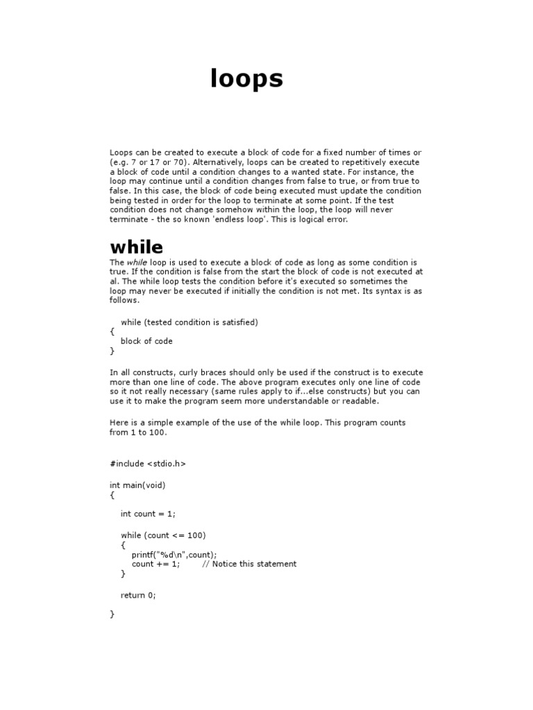 Loops | PDF | Control Flow | Areas Of Computer Science