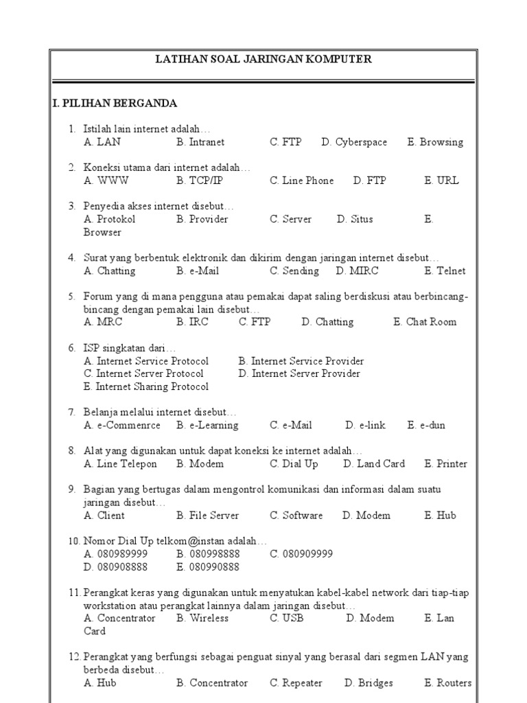 Contoh Soa Jaringan Komputer | PDF