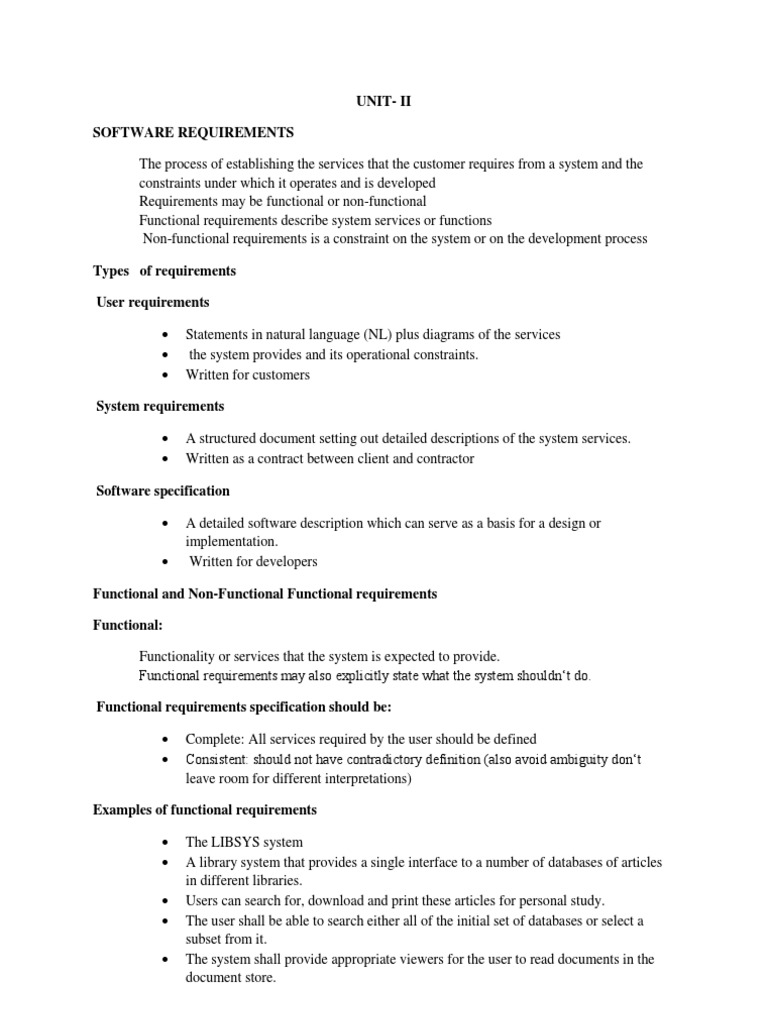 Unit-Ii Software Requirements | PDF | System | Databases