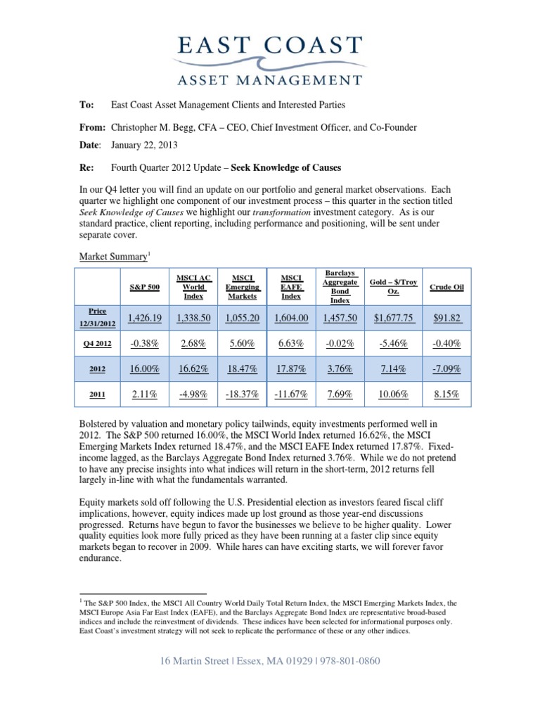 East Coast Asset Management | PDF | Stock Market Index | Valuation ...