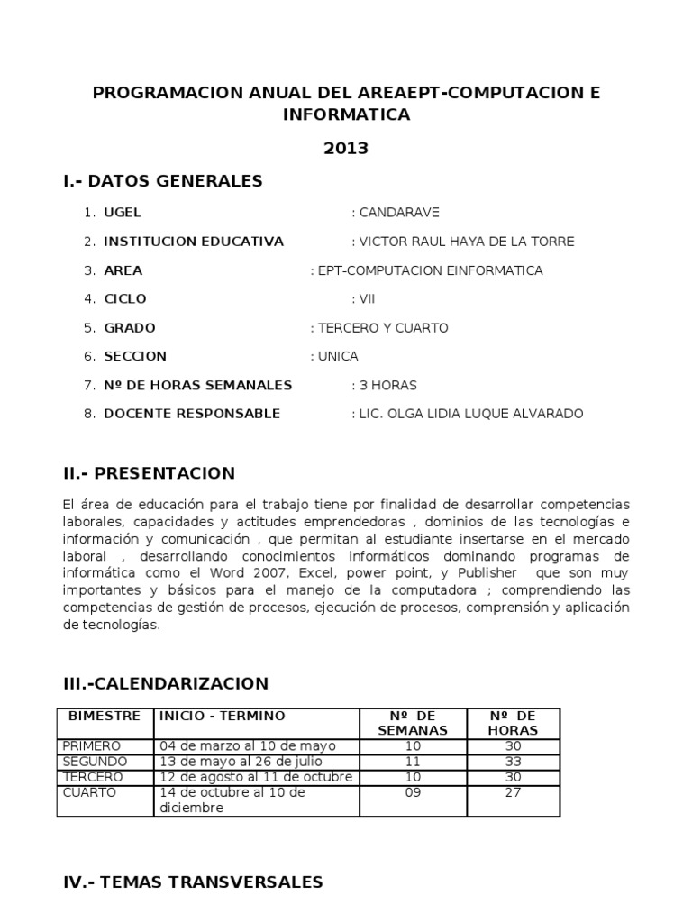 Programacion Anual de Computacion | PDF | Mercado (economía) | Diseño