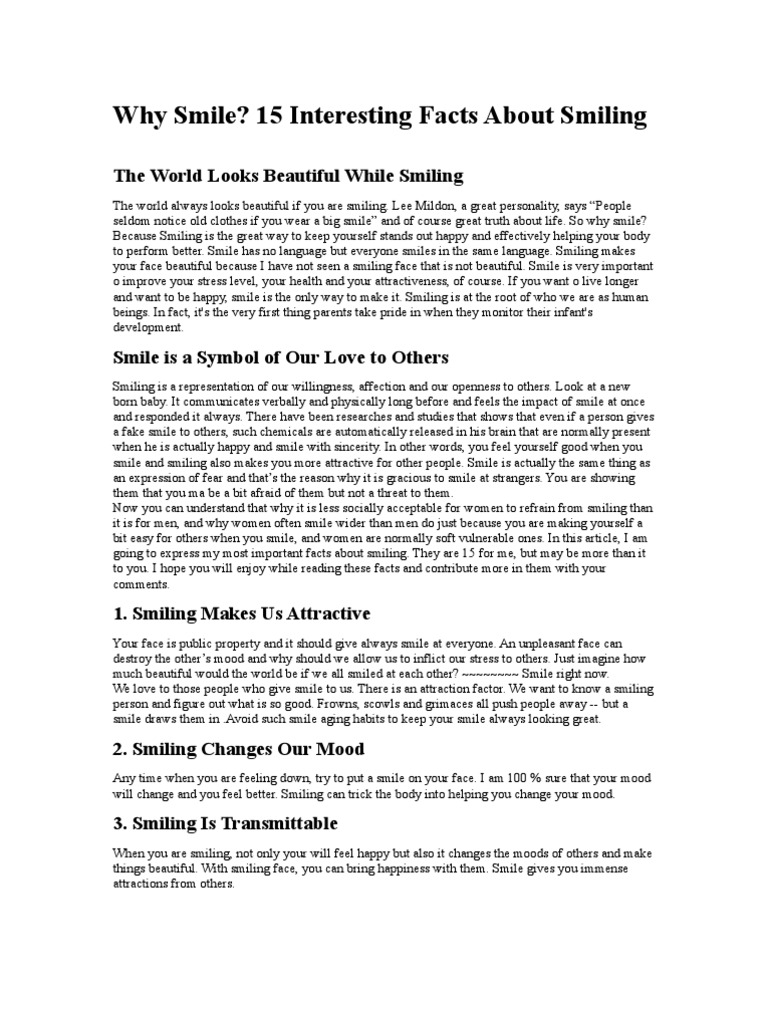 Why Smile? 15 Interesting Facts About Smiling: The World Looks ...