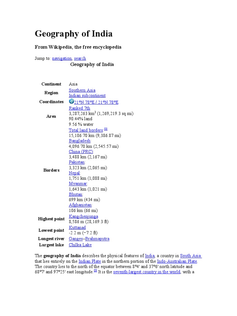Geography of India | PDF | Physiographic Divisions | Earth Sciences