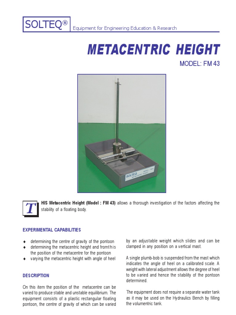 Metacentric Height Laboratory | PDF | Height | Experiment
