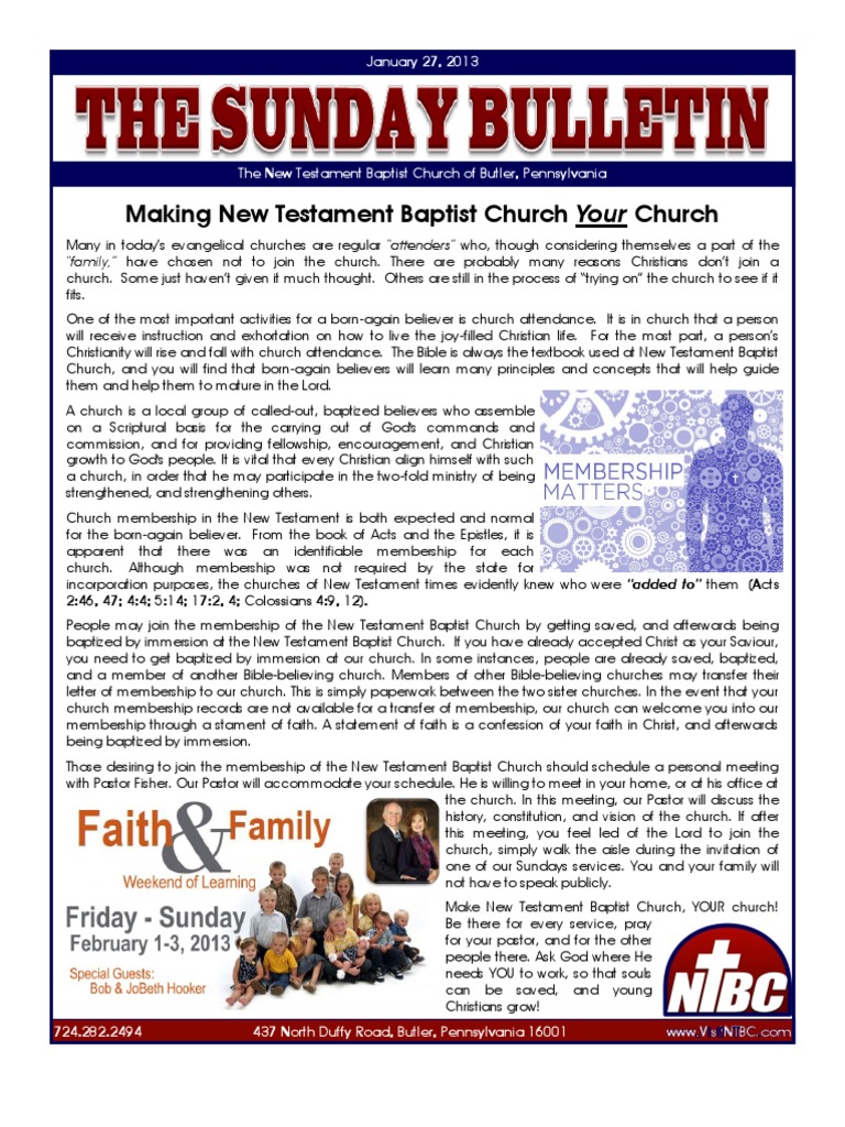 The Sunday Bulletin | Download Free PDF | Baptism | New Testament