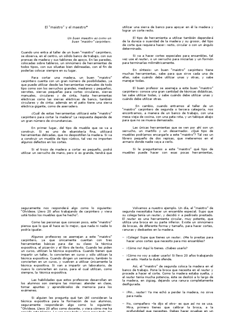 El "maistro" y su enseñanza eficaz | PDF | Herramientas | Madera