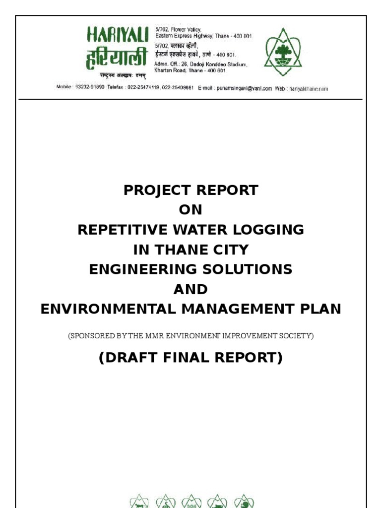 Project Report Water Logging Thane | PDF | Stormwater | Sanitary Sewer