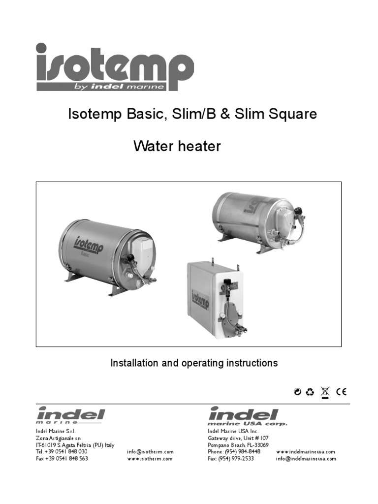 Isotemp Slim & Basic Water Heater Manual | PDF | Water Heating ...