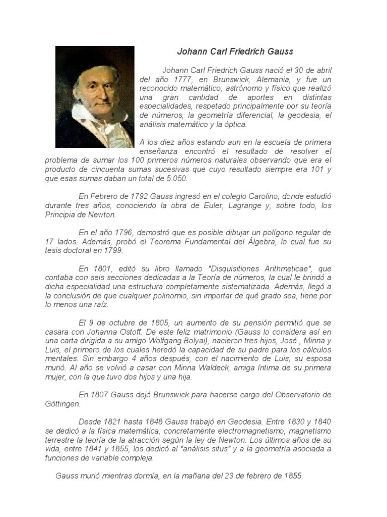 Gauss | PDF | Clásicos