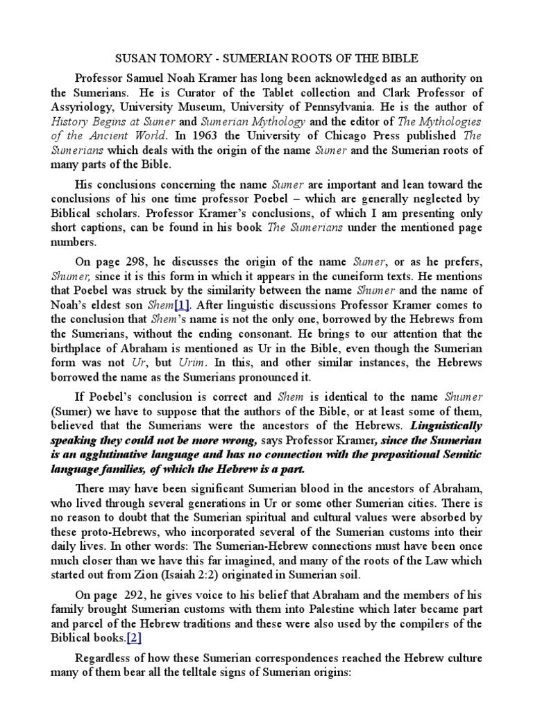 Sumerian Roots of The Bible | PDF | Genesis Creation Narrative | Sumer