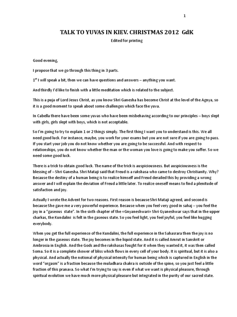 Talk To Yuvas - GDK - Kiev 2012 | PDF | Kundalini | Spirituality