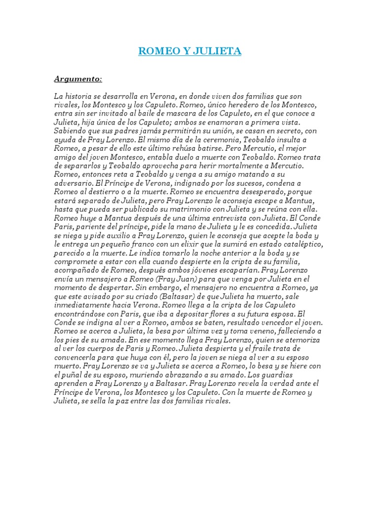 Romeo y Julieta | PDF | Romeo y Julieta | Tragedias de Shakespeare