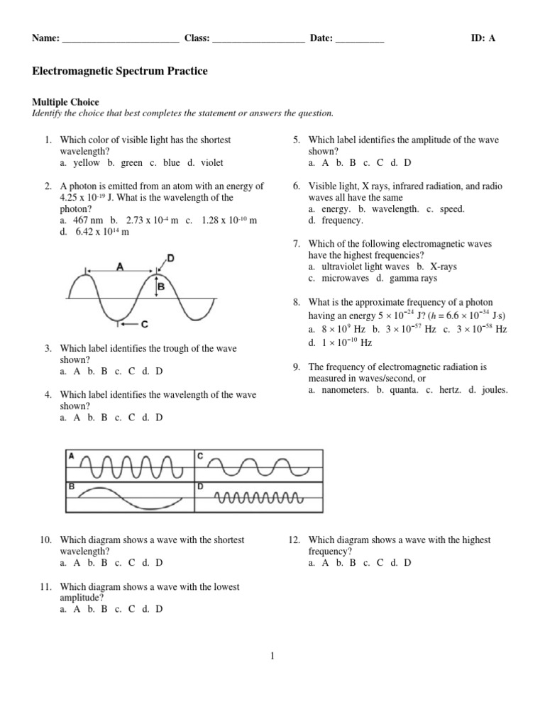 Electromagnetic Spectrum Quiz | PDF | Science & Mathematics