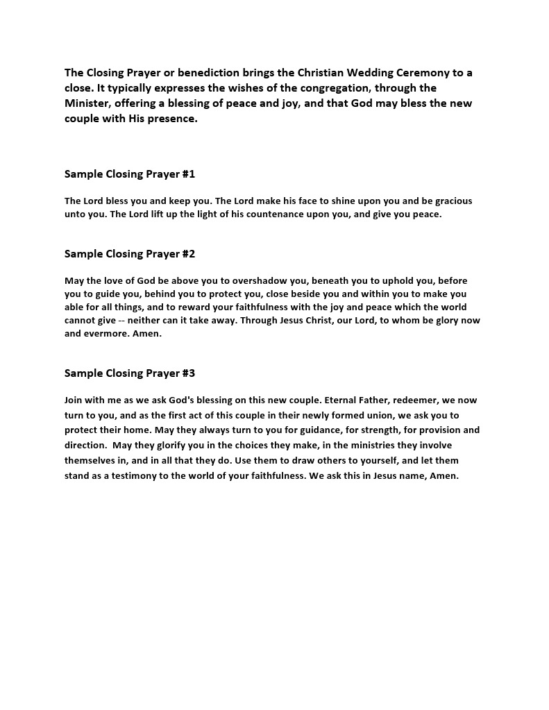 Closing Prayers for Wedding Ceremony | PDF
