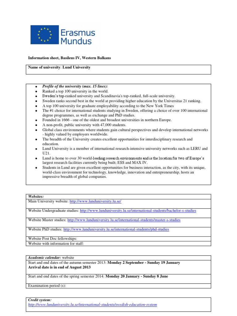 Lund University | PDF | Master's Degree | Academic Degree