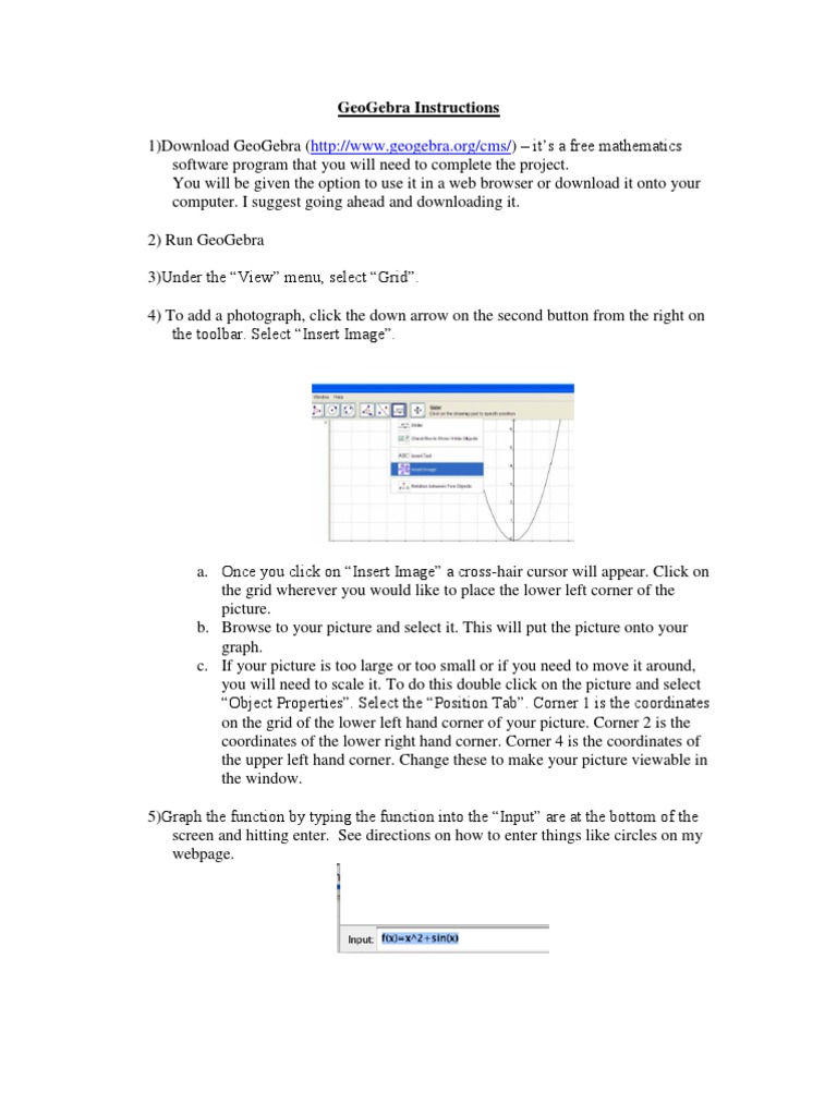 GeoGebra Instructions | PDF | Button (Computing) | Graphics
