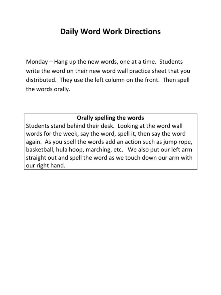 Weekly Word Wall Activities Guide | PDF | Language Arts & Discipline ...