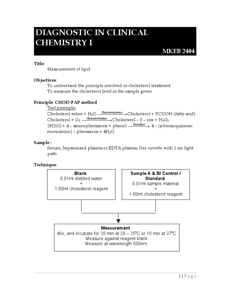 Clinical Chemistry 1 (MKEB2404) | PDF | Cholesterol | High Density ... Clinical Chemistry 1 (MKEB2404) | PDF | Cholesterol | High Density ...