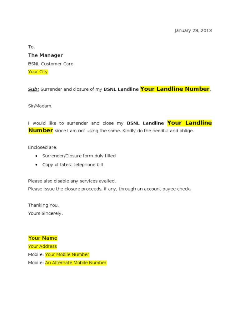 BSNL Broadband Closure Application Form | PDF | Internet Access ...