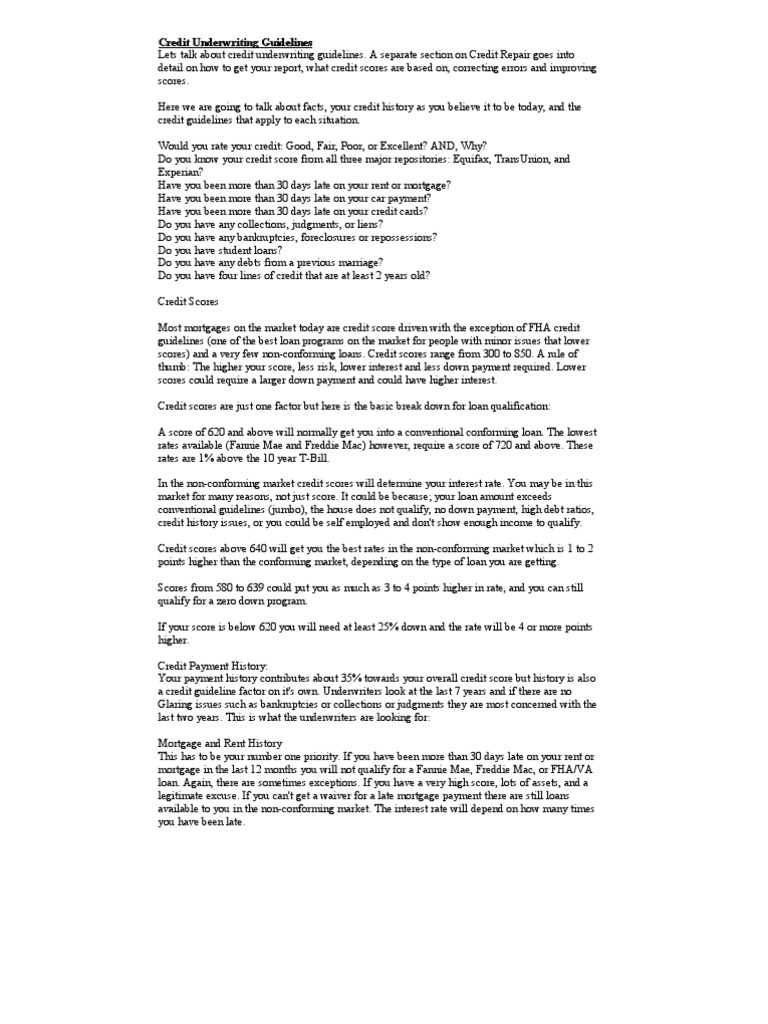 Underwriting Guidelines | Mortgage Loan | Fannie Mae