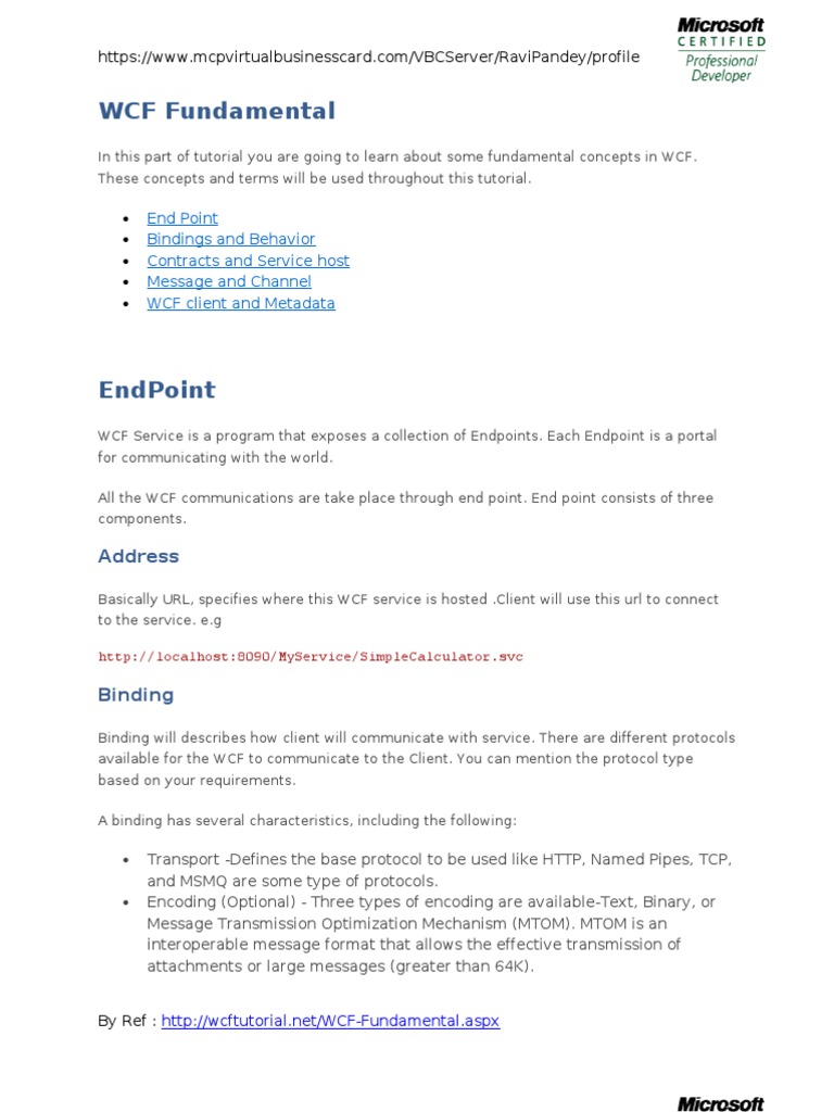 WCF Fundamental - The Learner's Way | PDF | Windows Communication ...