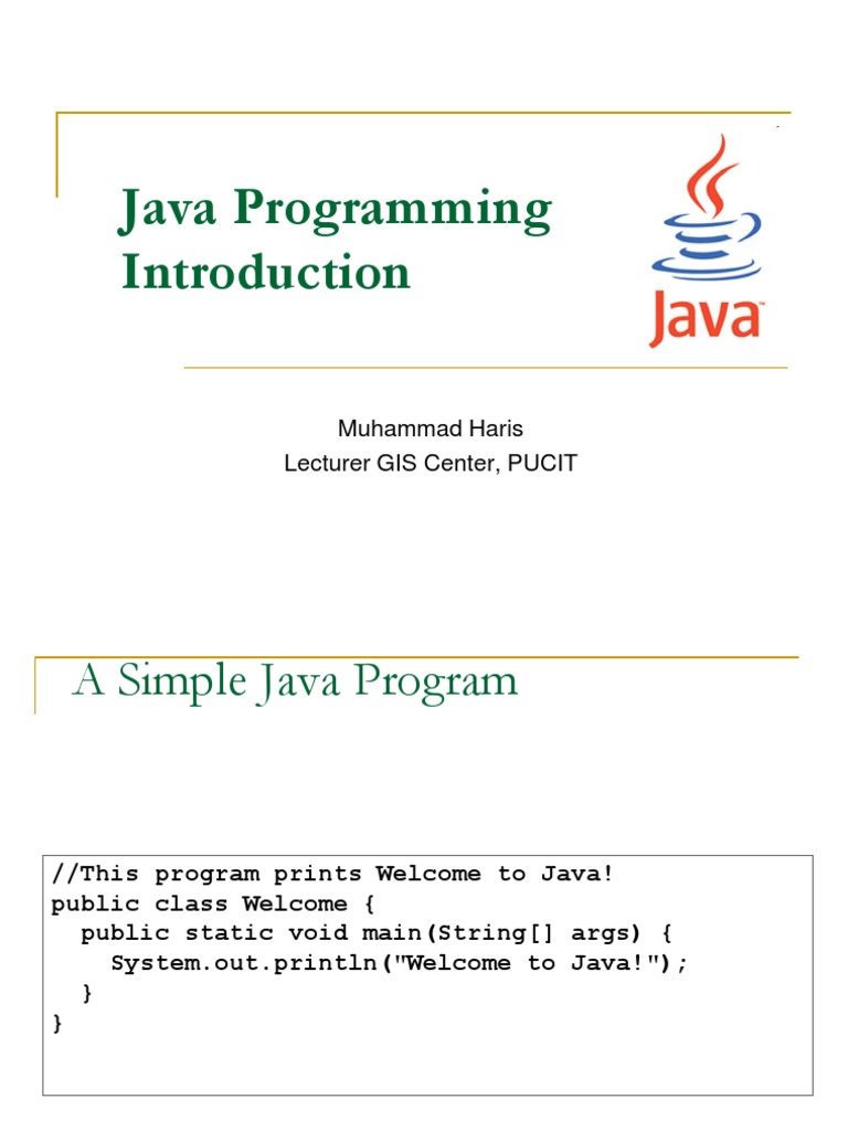 Java Programming: Muhammad Haris Lecturer GIS Center, PUCIT | PDF