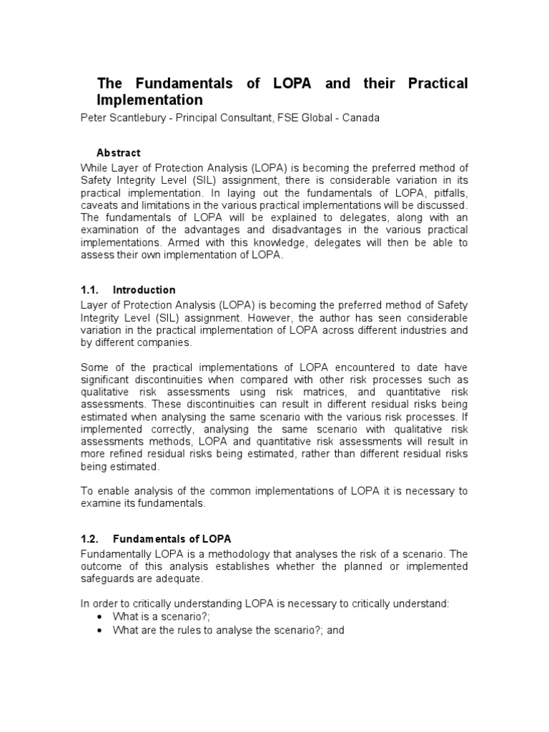 Fundamentals of LOPA | PDF