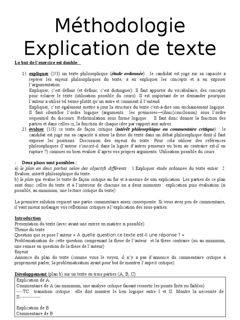 Méthodologie Explication de Texte | PDF | Épistémologie | Sciences ...