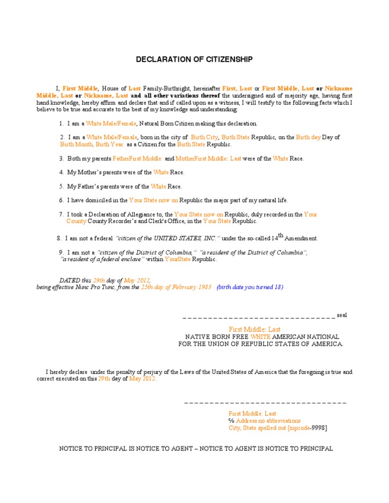 Declaration of Citizenship | PDF