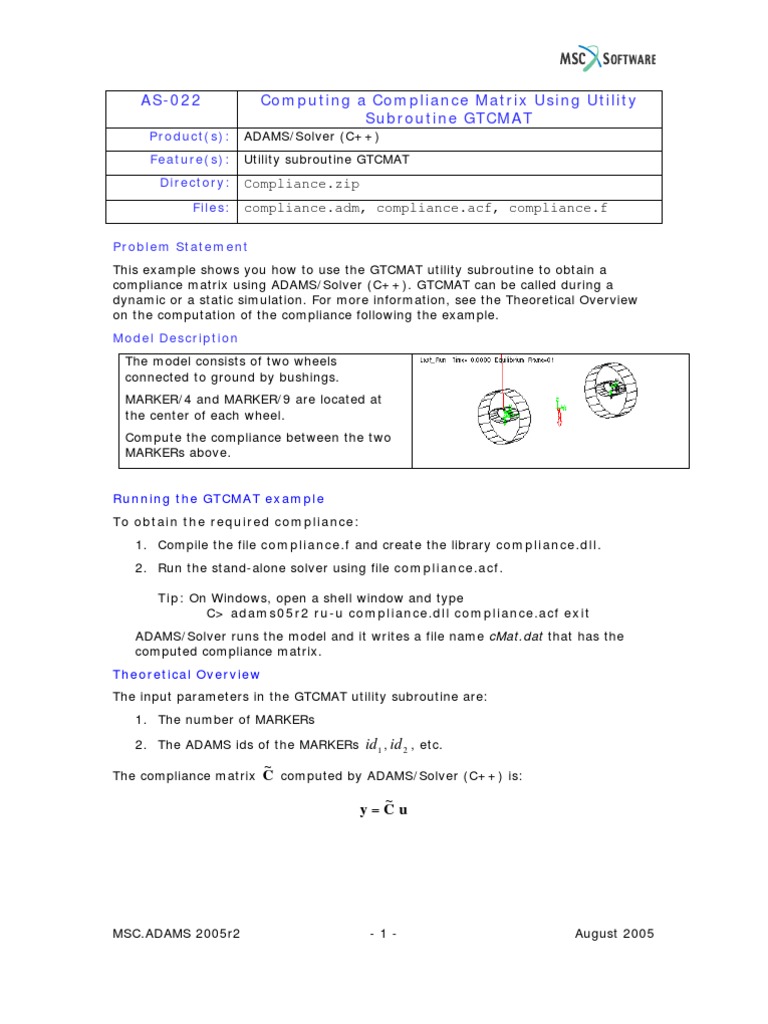 AS-022 Computing A Compliance Matrix Using Utility Subroutine GTCMAT | PDF | Matrix (Mathematics ...