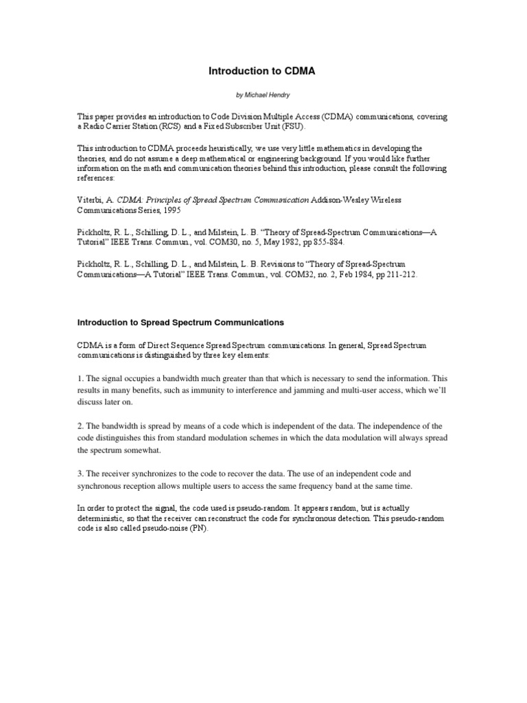 CDMA Technology | PDF | Code Division Multiple Access | Modulation