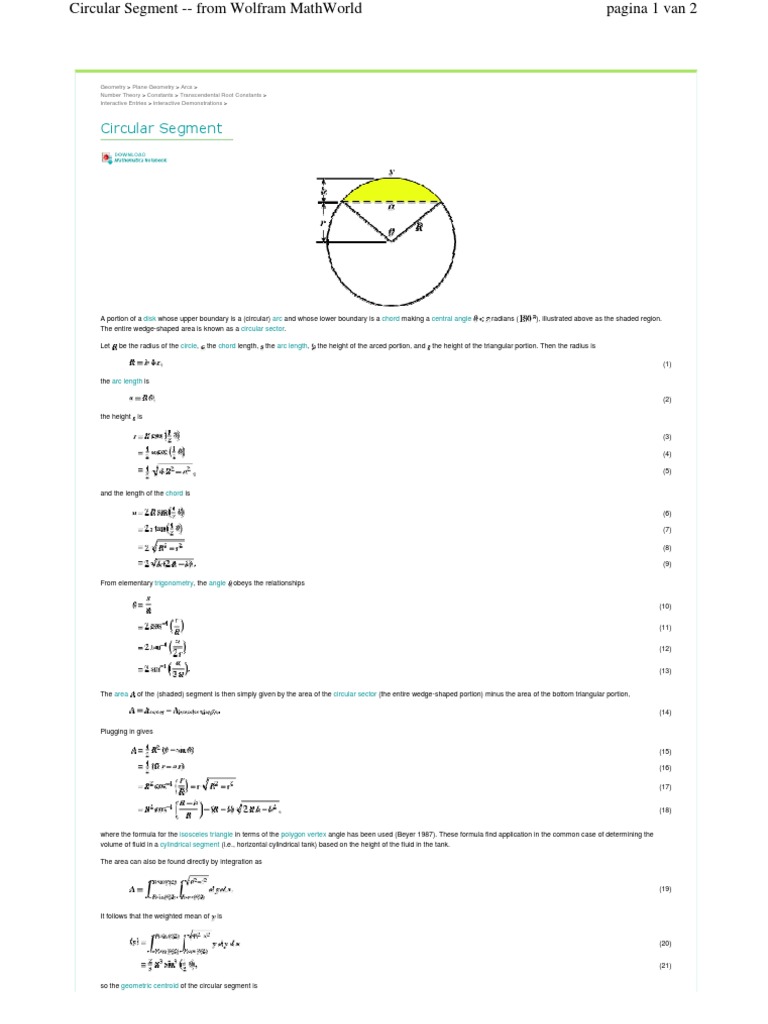 Berekening Van Een Cirkelsegment | PDF | Area | Triangle