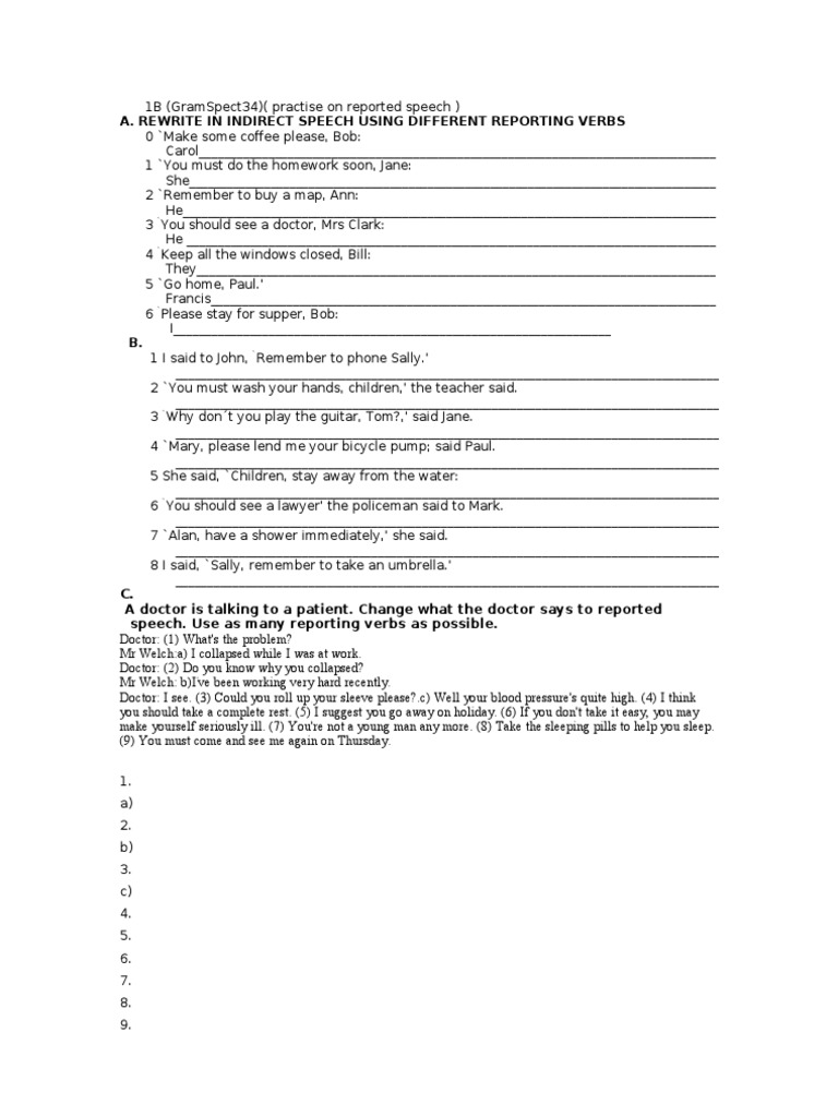 1B Reported Speech Pract With Sol | PDF