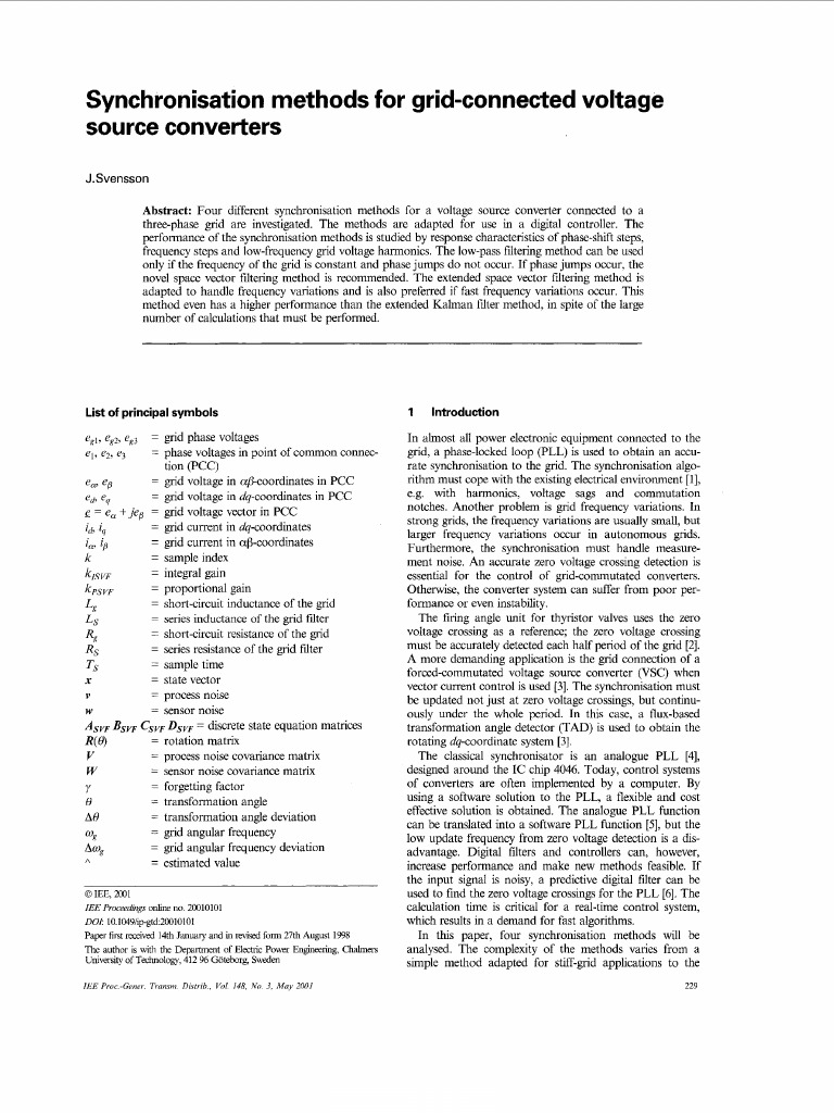 Synchronization Methods | PDF | Electrical Grid | Low Pass Filter