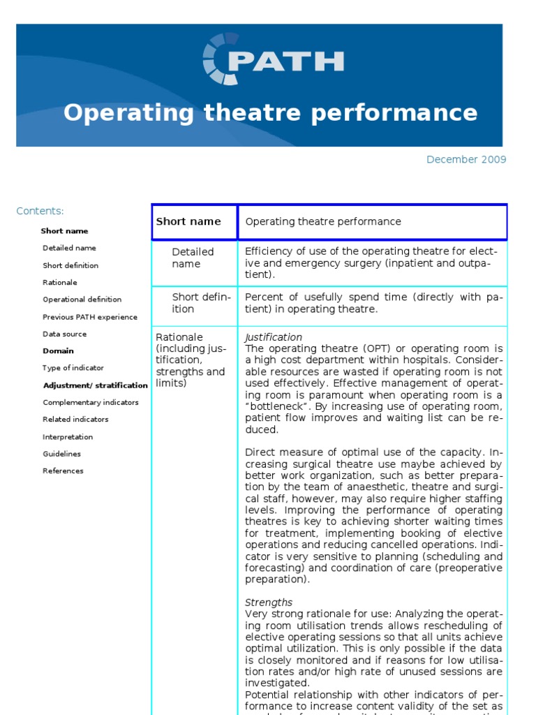 Operating Theatre Efficiency Metrics | PDF | Surgery | Clinical Medicine