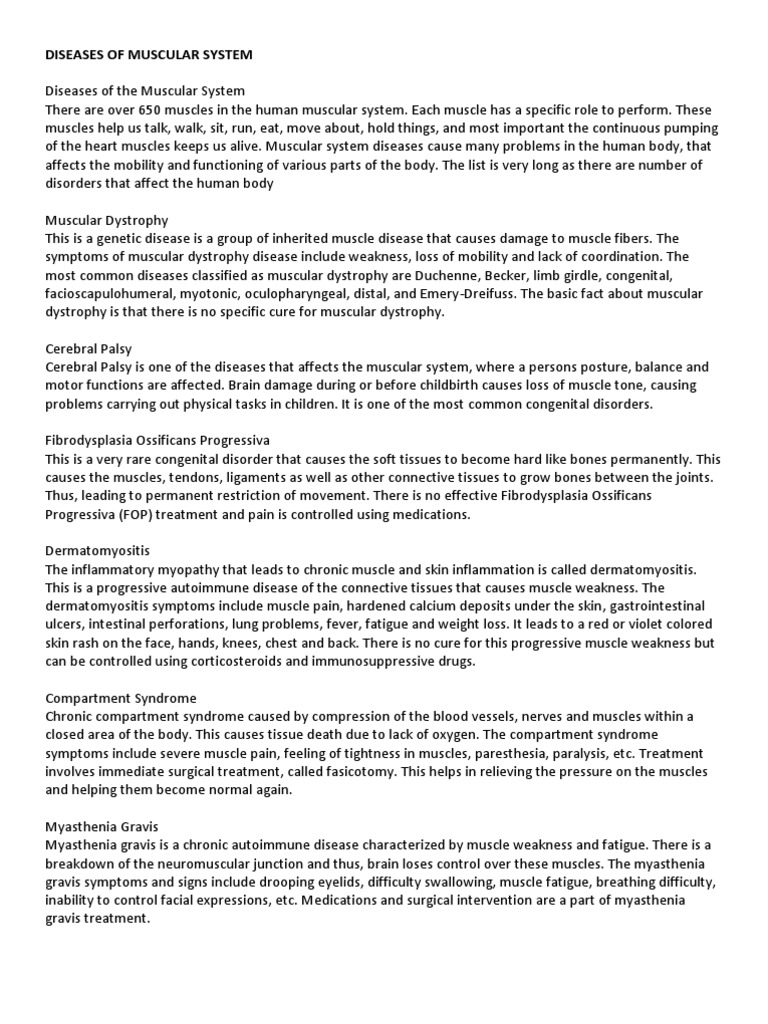 Diseases Of Muscular System