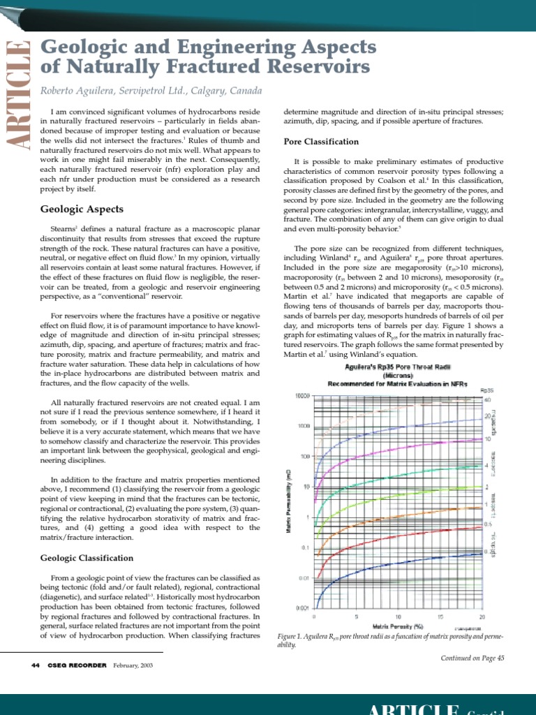 Classification and Characterization of Naturally Fractured Reservoirs from Geologic and ...