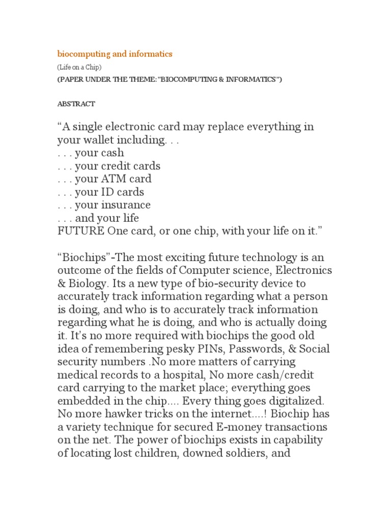 Biocomputing and Informatics | PDF