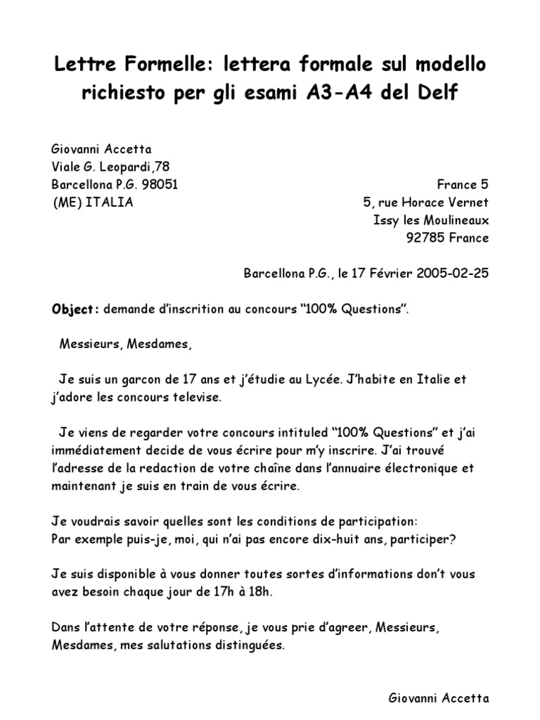 Lettre Formelle | PDF | Divertissement (Général)