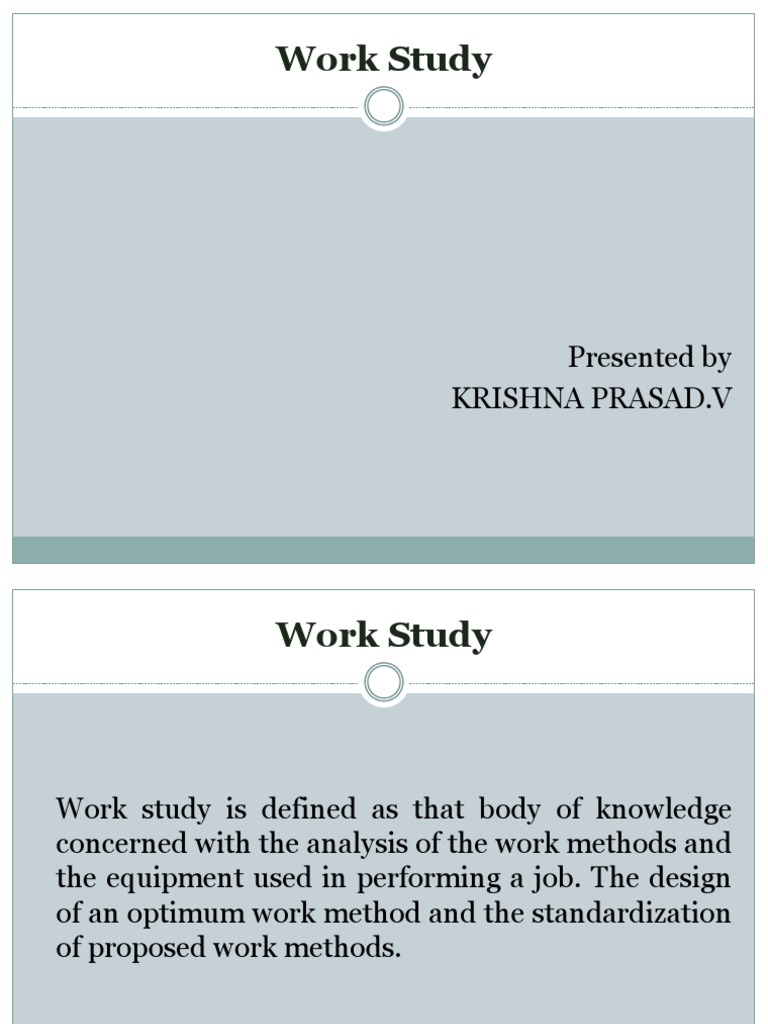 Work Study: Presented by Krishna Prasad.V | PDF | Business | Art