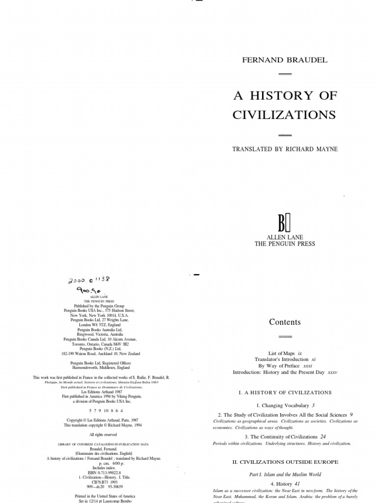 Fernand Braudel - A History of Civilization | PDF | Civilization | Society