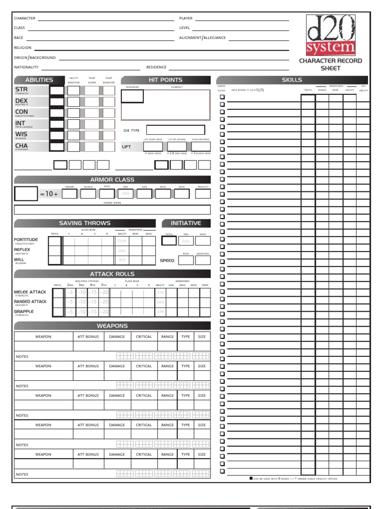 Generic d20 Character Sheet | PDF