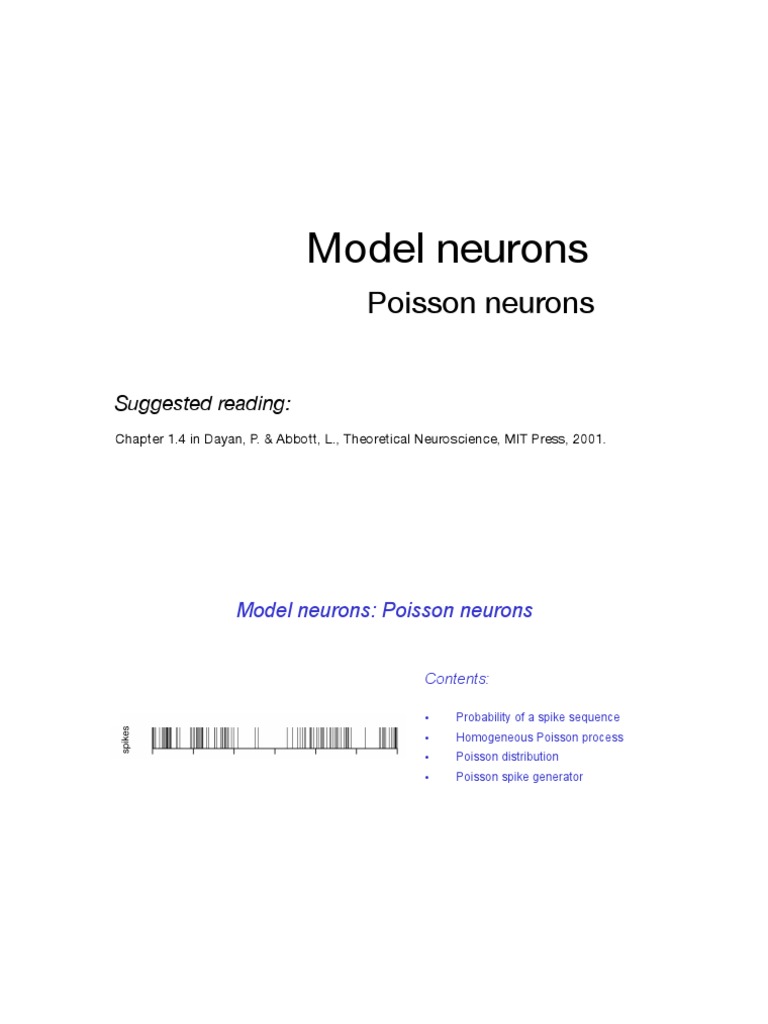 Poisson Neurons and Spike Generation | PDF | Stochastic Process ...