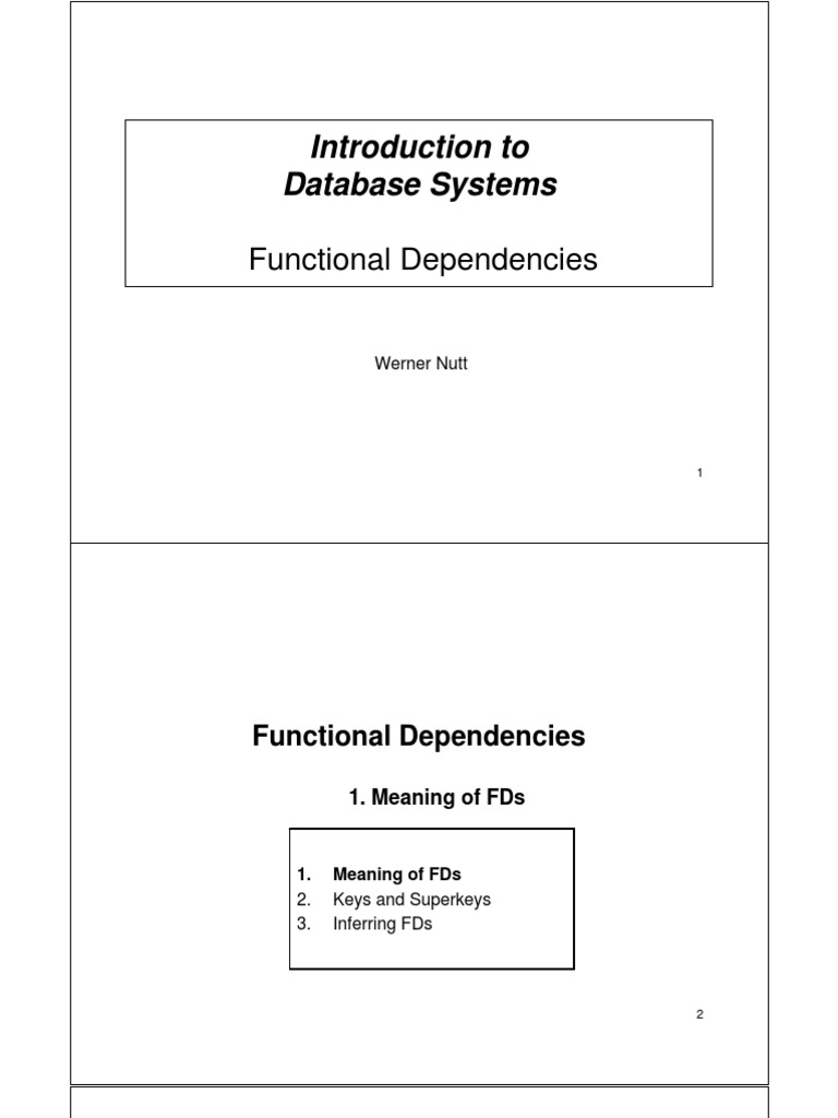 Introduction To Database Systems: Functional Dependencies | PDF | Data Model | Scientific Modeling