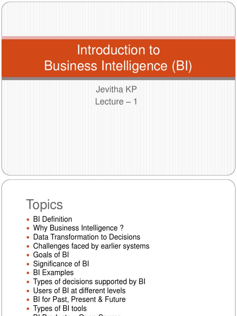 Business Intelligence Introduction | PDF | Business Intelligence ...