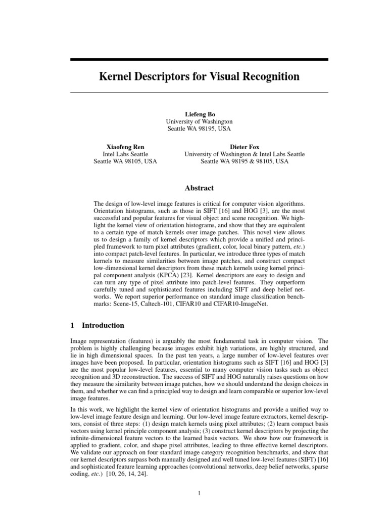 Kernel Visual Recognition | PDF | Support Vector Machine | Vector Space