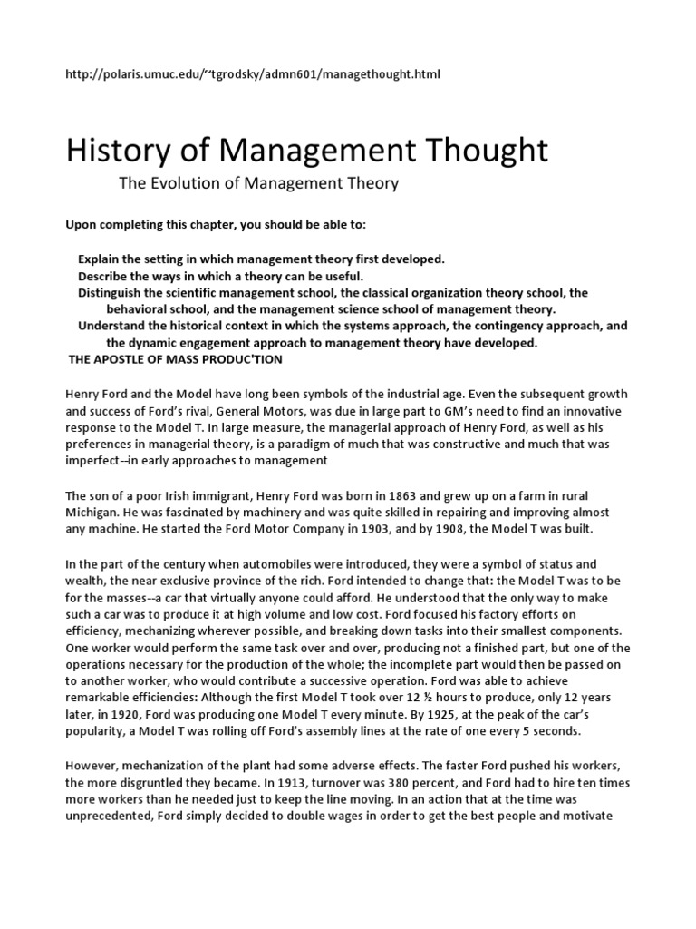 History of Management Theory | PDF | Bureaucracy | Max Weber