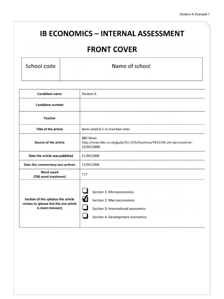 IB Economics IA Example | PDF | Inflation | Economics