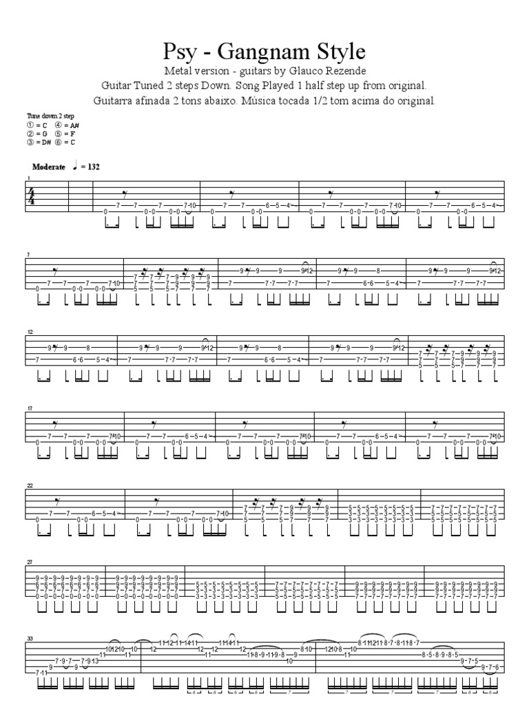 Gangnam Style Heavy Metal Guitar Tab | PDF | Chordophones | Necked Lutes